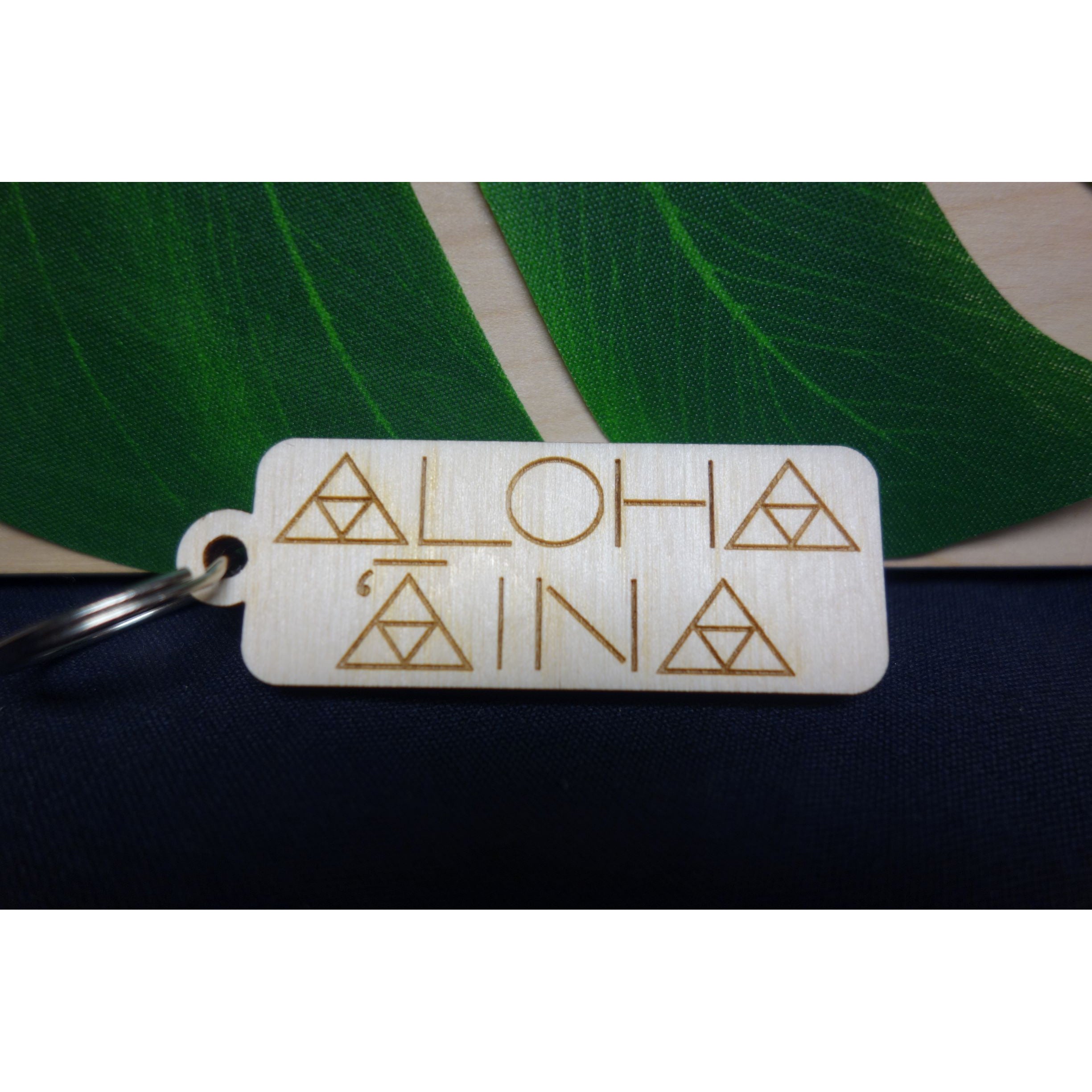 Aloha `Aina Rectangular Wood Keychain – Aloha Cuts / Aloha Overstock